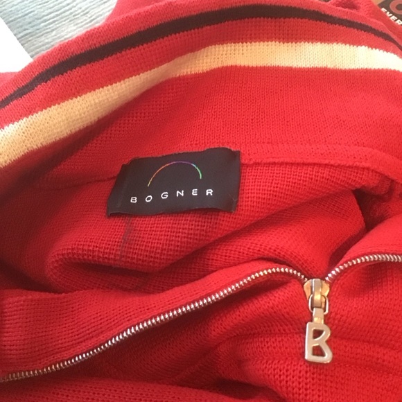 Bogner | Sweaters | Vtg Bogner Red Black Lion Embroidered Wool 4 Zip ...